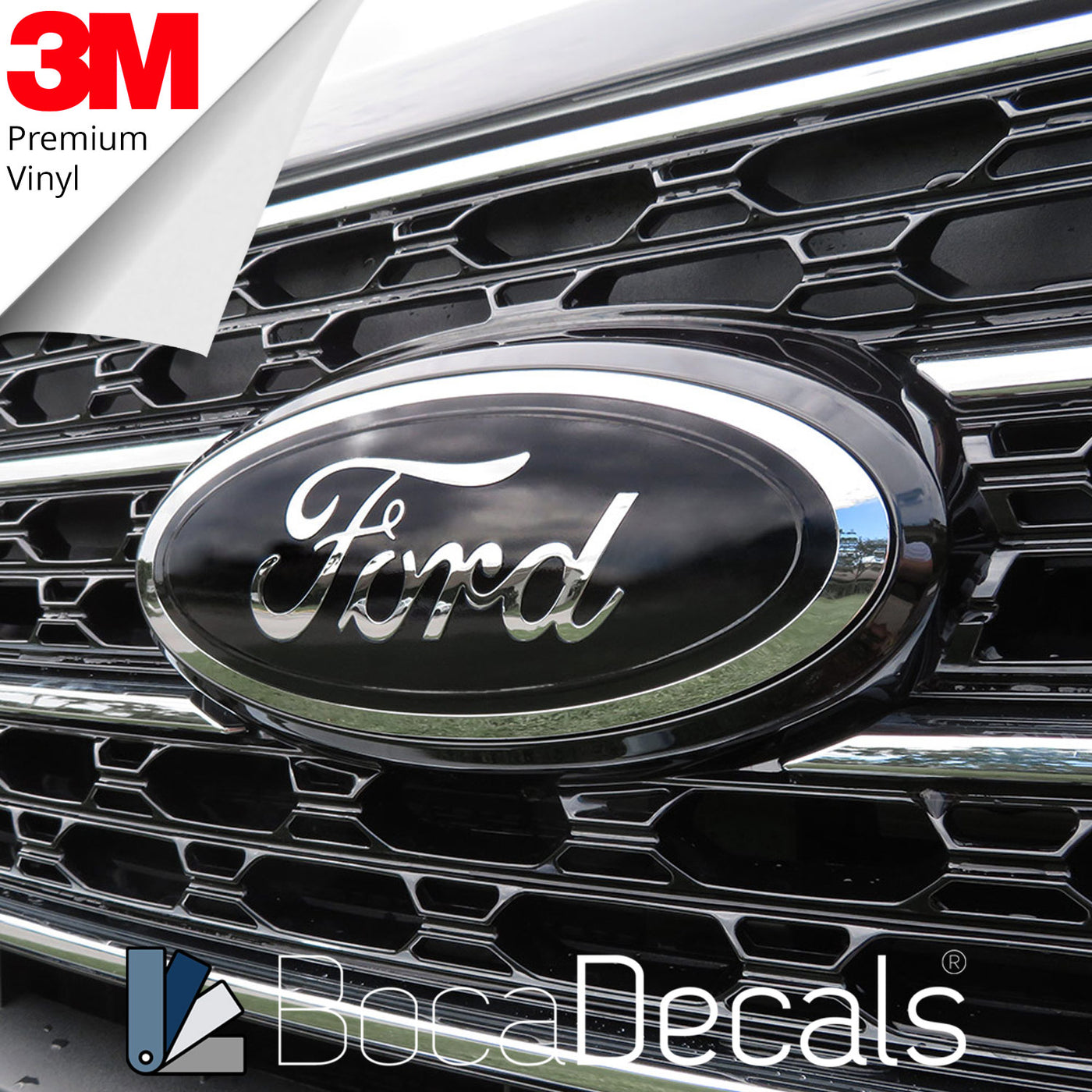 BocaDecals 2015-2023 Ford F150 Emblem Overlay Insert Decals (Set of 2)