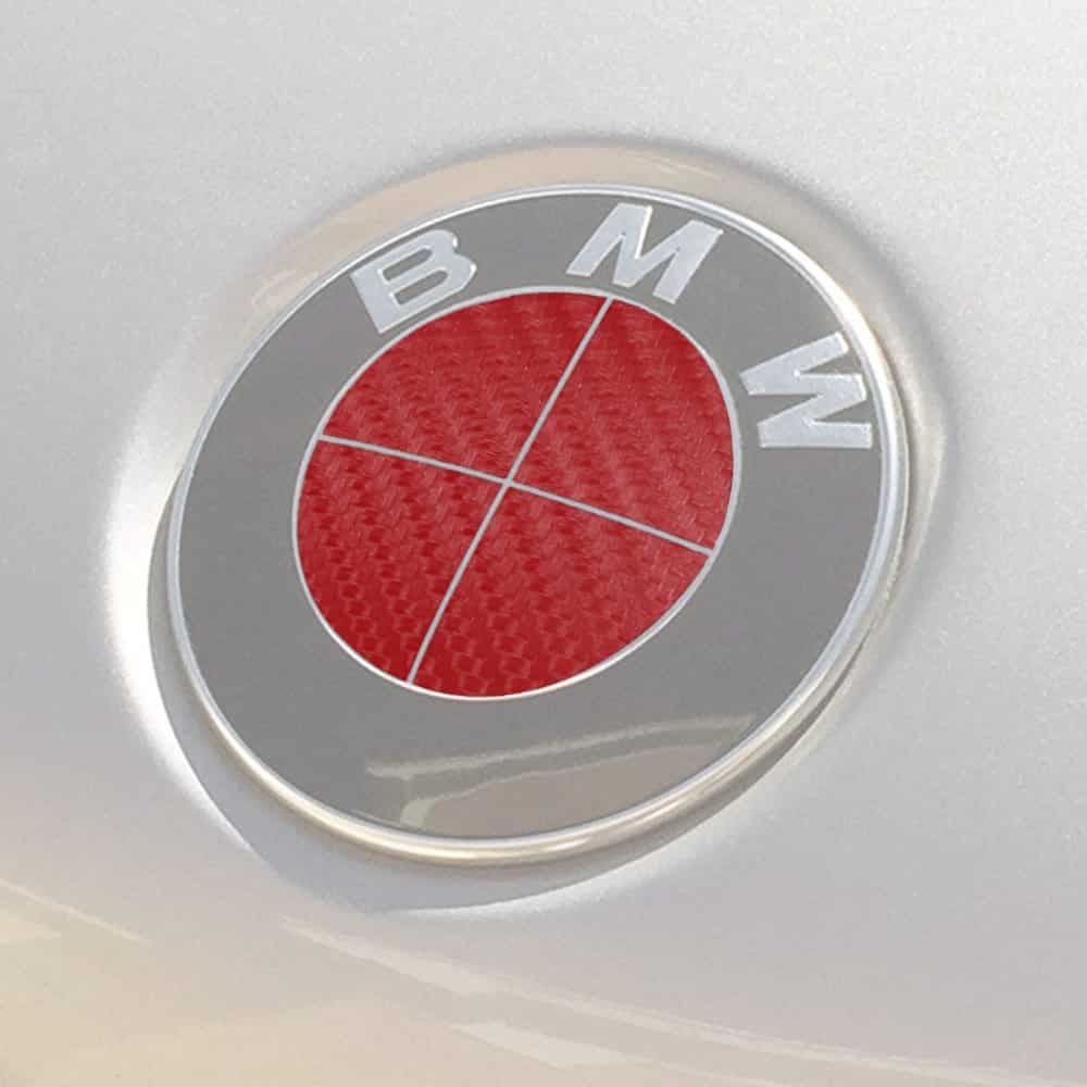 BMW Emblem Logo Overlay Decal Roundels (Red Carbon Fiber) — BocaDecals